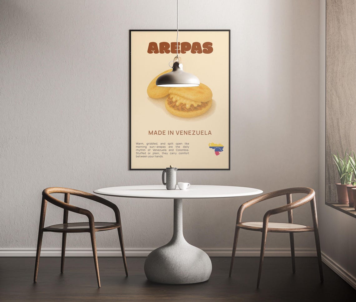 KITCHEN WALL ART Venezuelan Food Arepas Poster Printable Wall Decor ...
