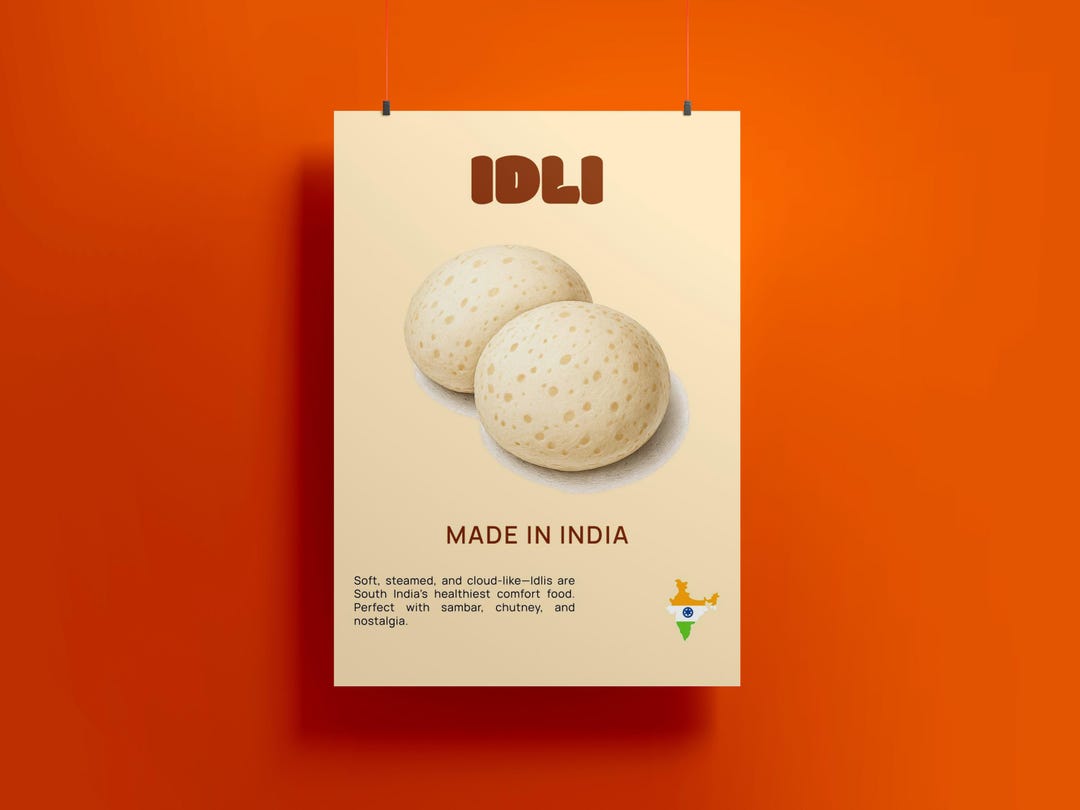 KITCHEN WALL ART Indian Food Idli Poster Printable Wall Decor Dining ...