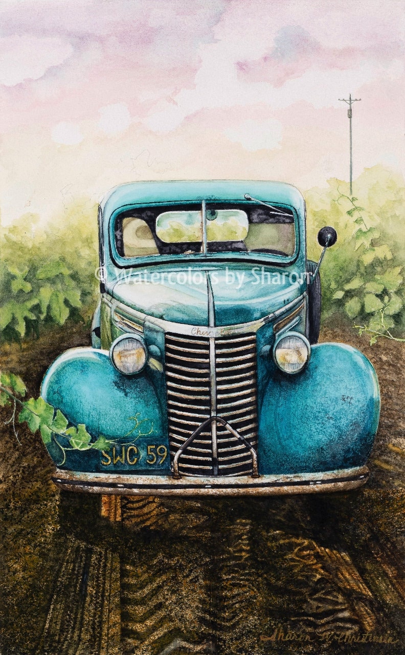 The Old Chevy Watercolor Art Print | Wall Art | Home Decor |farm Art ...