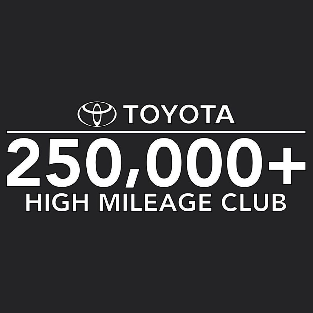 Toyota 250,000 Mile High Mileage Club White Outdoor Decal for Your Car ...
