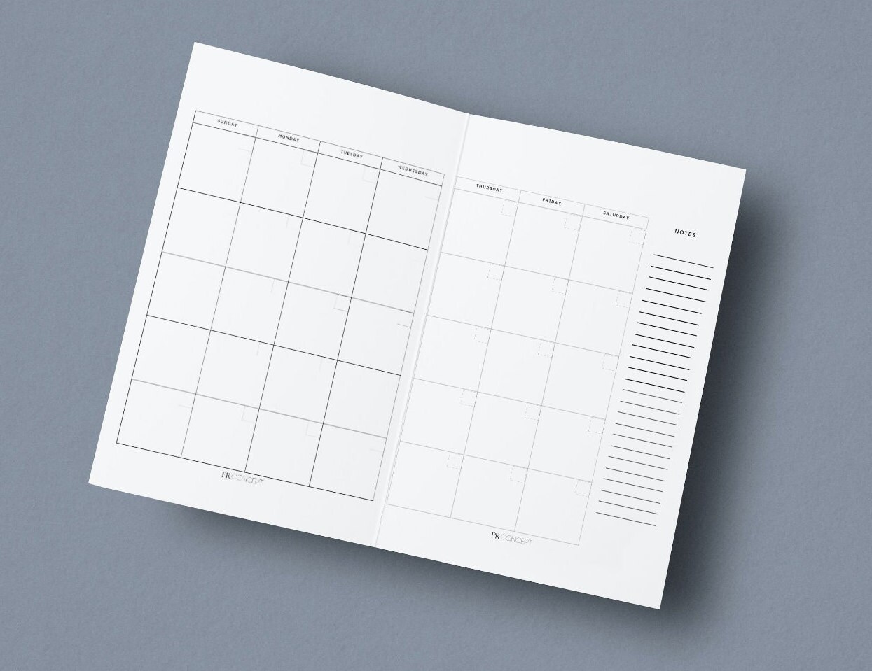 Blank Monthly Calendar| Two Page Spread|printable Planner Inserts ...