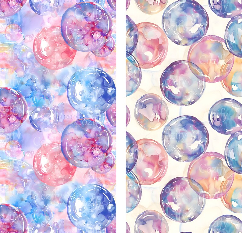 12 Watercolor Soap Bubbles Digital Paper| Patterns| Printable| Seamless ...