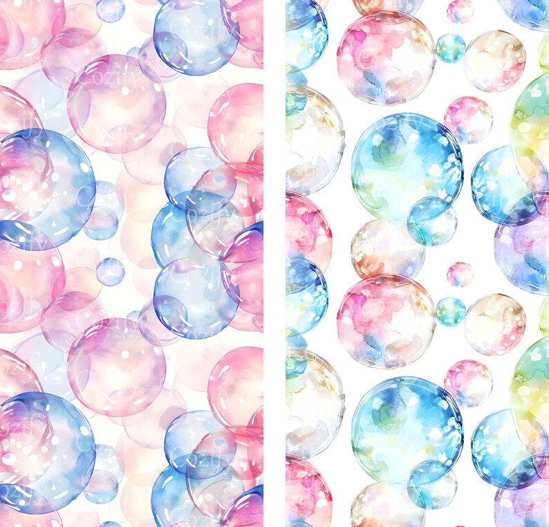 12 Watercolor Soap Bubbles Digital Paper| Patterns| Printable| Seamless ...