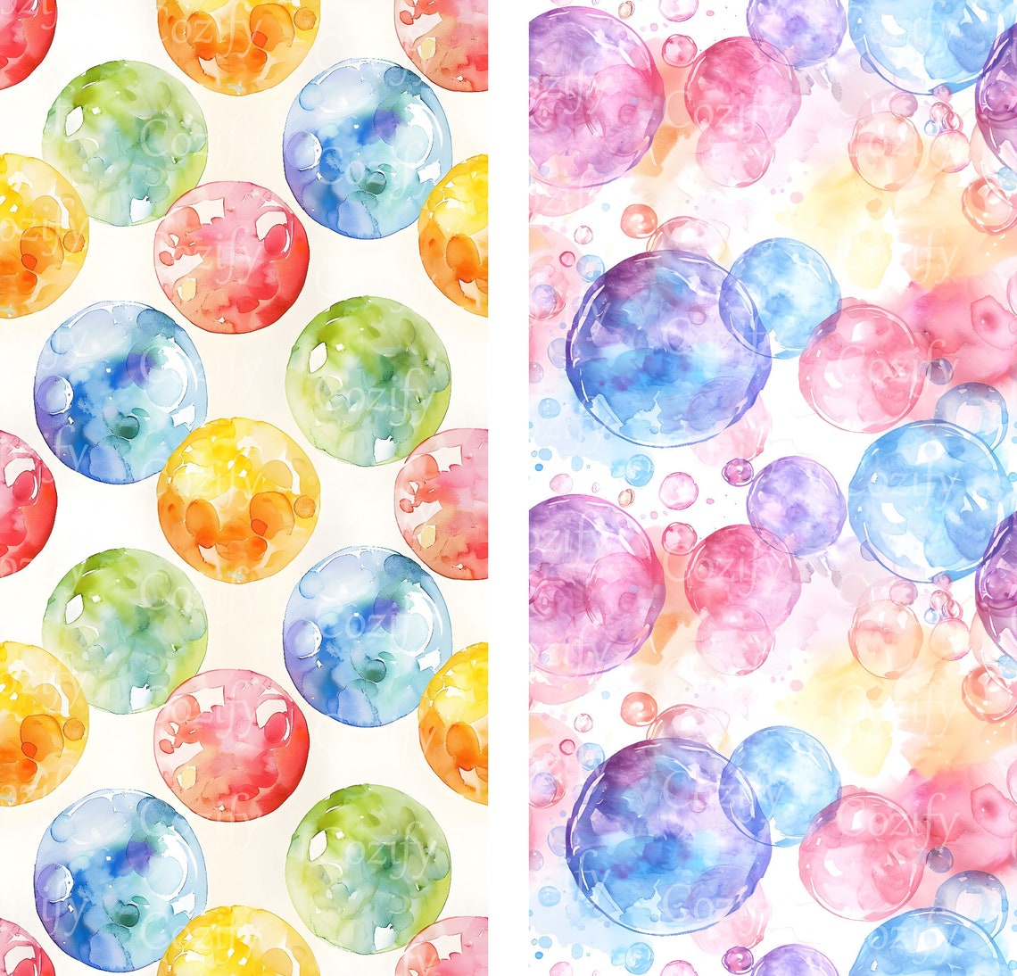 12 Watercolor Soap Bubbles Digital Paper| Patterns| Printable| Seamless ...