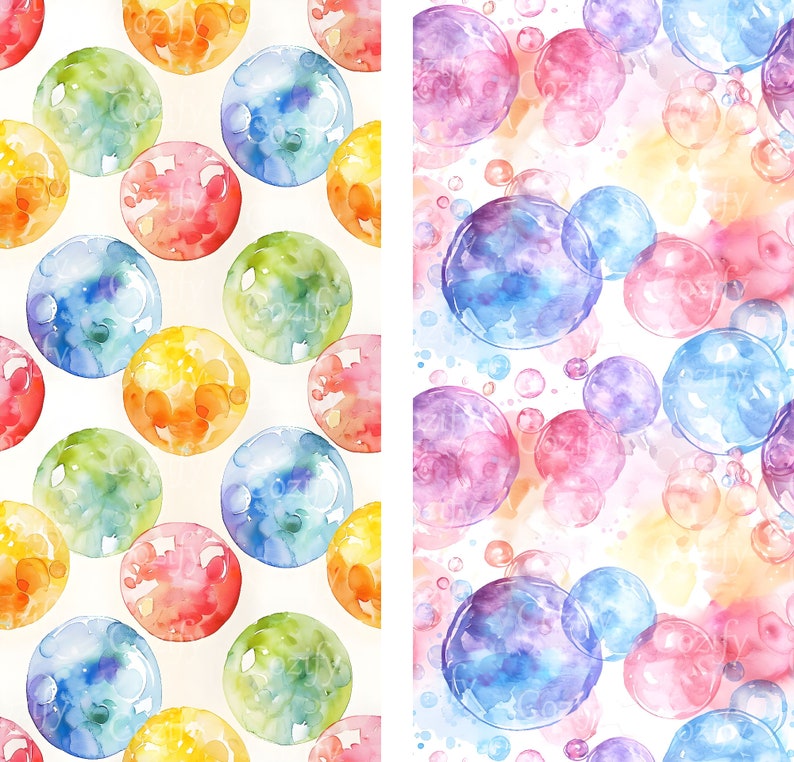 12 Watercolor Soap Bubbles Digital Paper| Patterns| Printable| Seamless ...