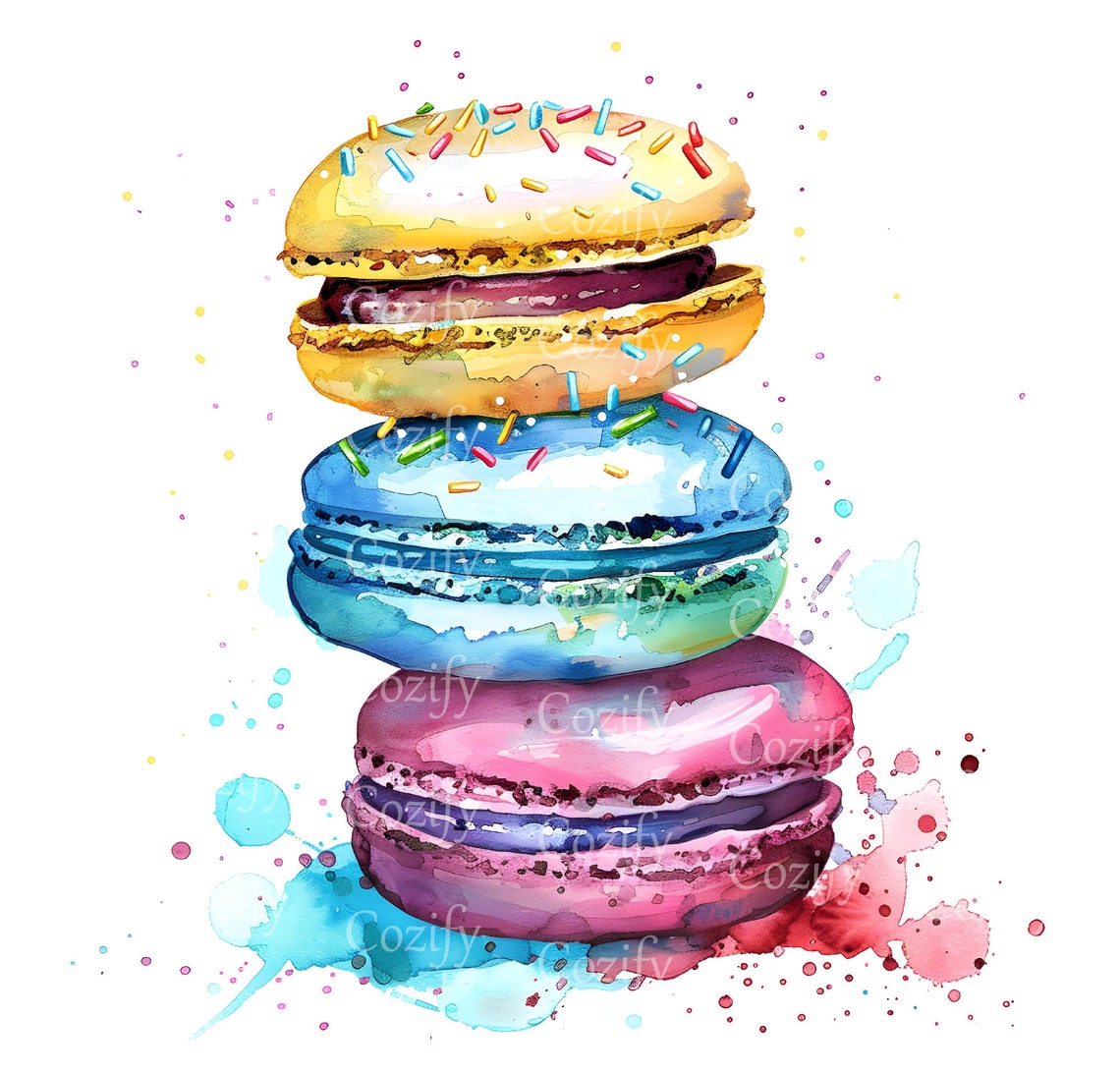 12 Watercolor Macarons| Clipart| Printable| Digital Download| Scrapbook ...