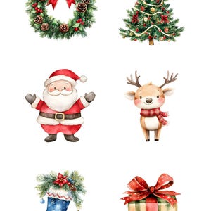 Watercolor Cute Christmas Clipart| Cute Santa Claus| Printable| Digital ...