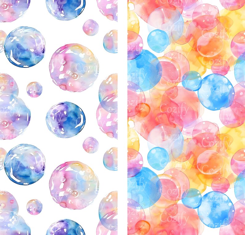 12 Watercolor Soap Bubbles Digital Paper| Patterns| Printable| Seamless ...