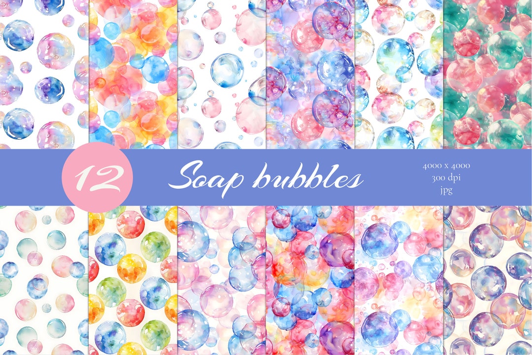 12 Watercolor Soap Bubbles Digital Paper| Patterns| Printable| Seamless ...
