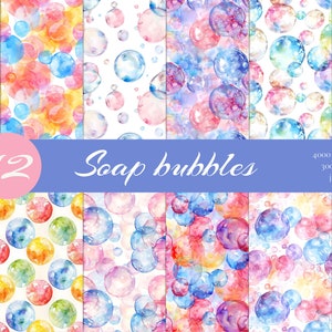 12 Watercolor Soap Bubbles Digital Paper| Patterns| Printable| Seamless ...