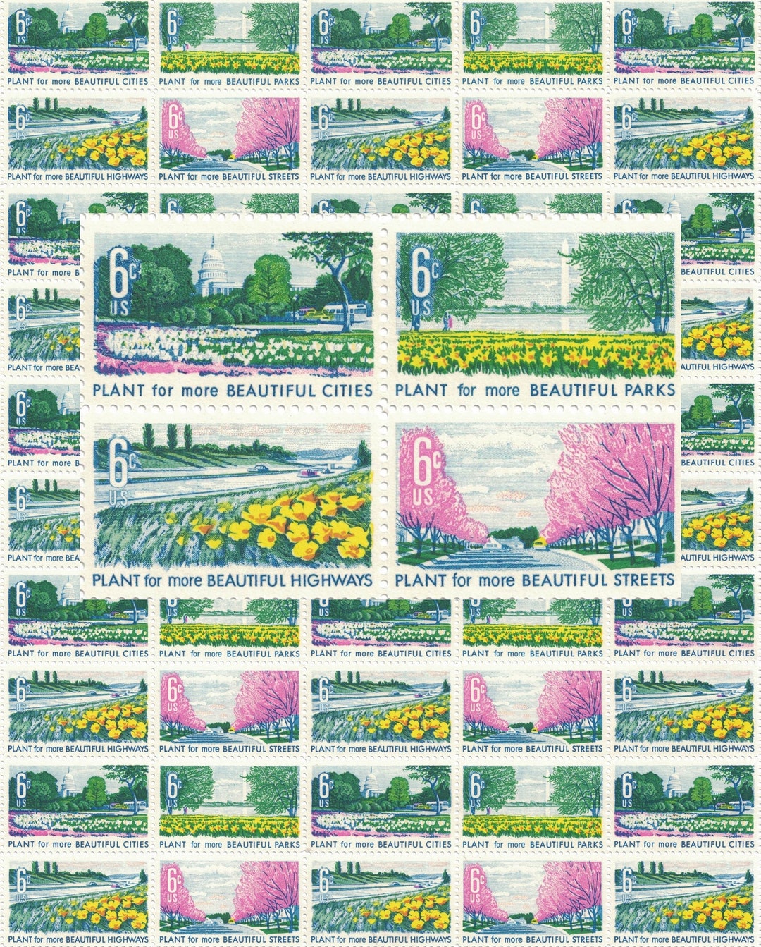 Beautification US Stamp Sheet 50 Scott 1365-1368 - Etsy