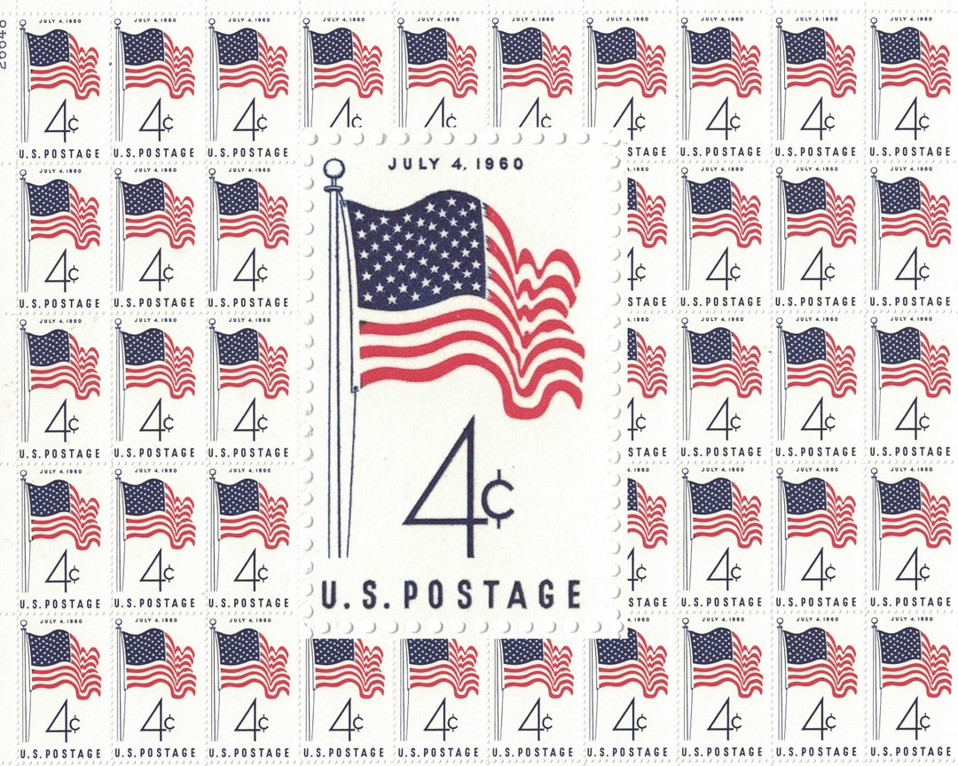 50-star Flag July 4, 1960 US Stamp Sheet 50 Scott 1153 - Etsy