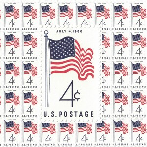 50-star Flag July 4, 1960 US Stamp Sheet 50 Scott 1153 - Etsy