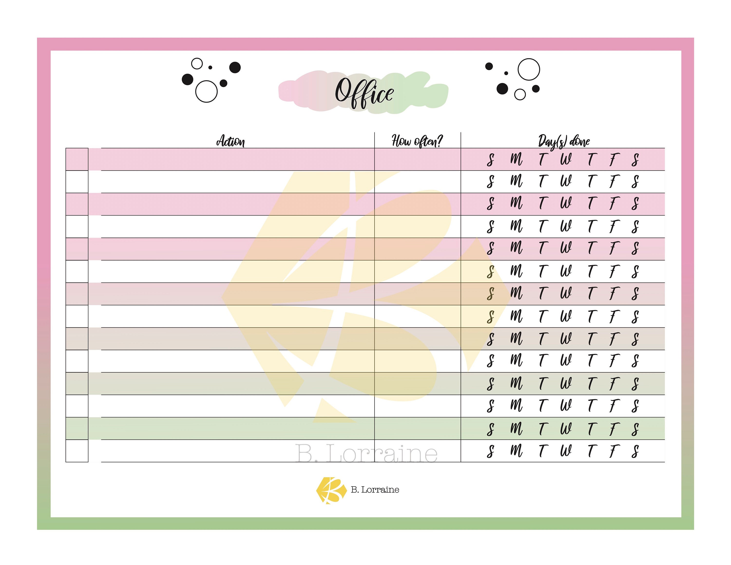 Printable House Cleaning Routine Bundle, Colorful Cleaning Tracker ...