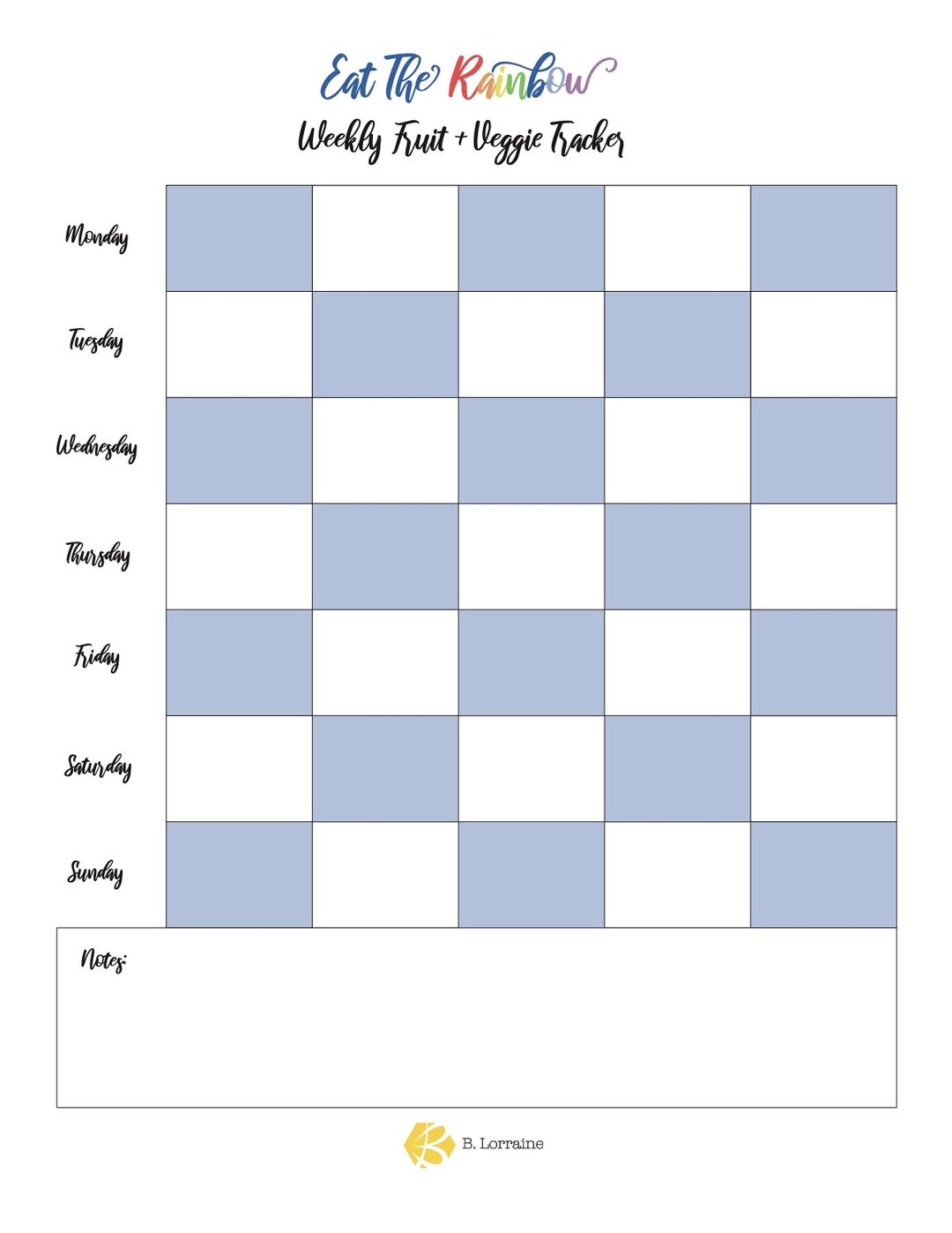 Weekly Fruit and Veggie Tracker, Printable Eating Log for Women ...