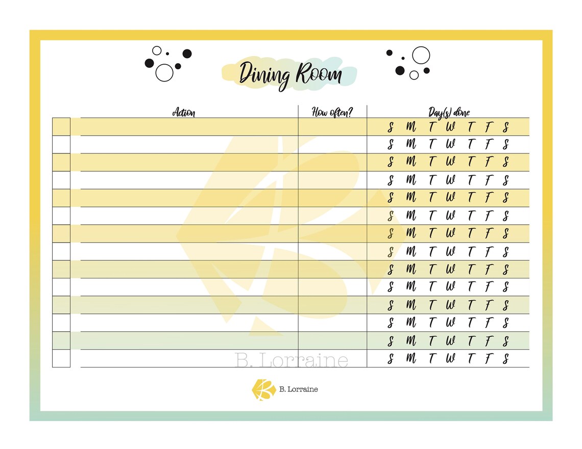 Printable House Cleaning Routine Bundle, Colorful Cleaning Tracker ...