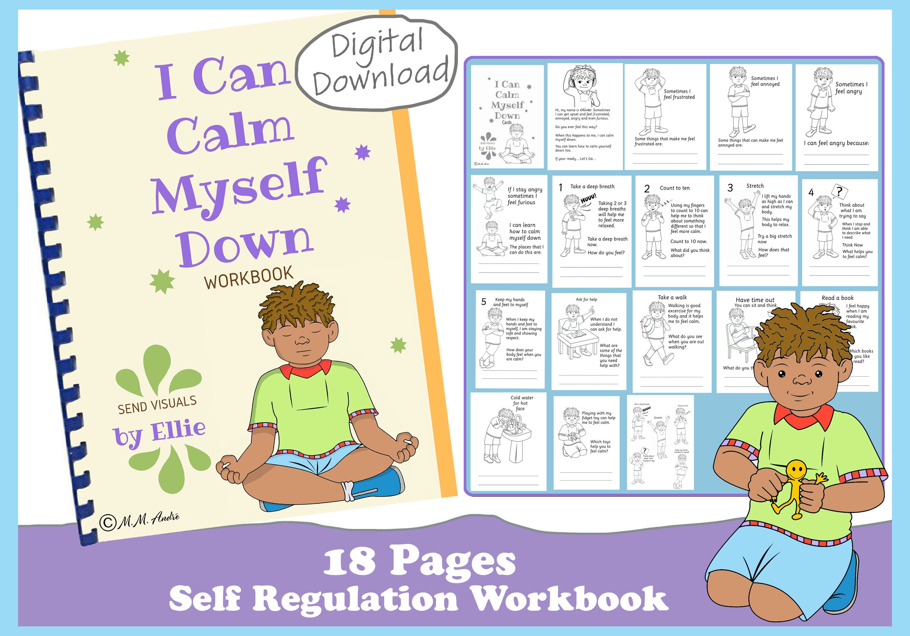 Emotions Printable Worksheets for Children. Calm Down Workbook. Emotion ...