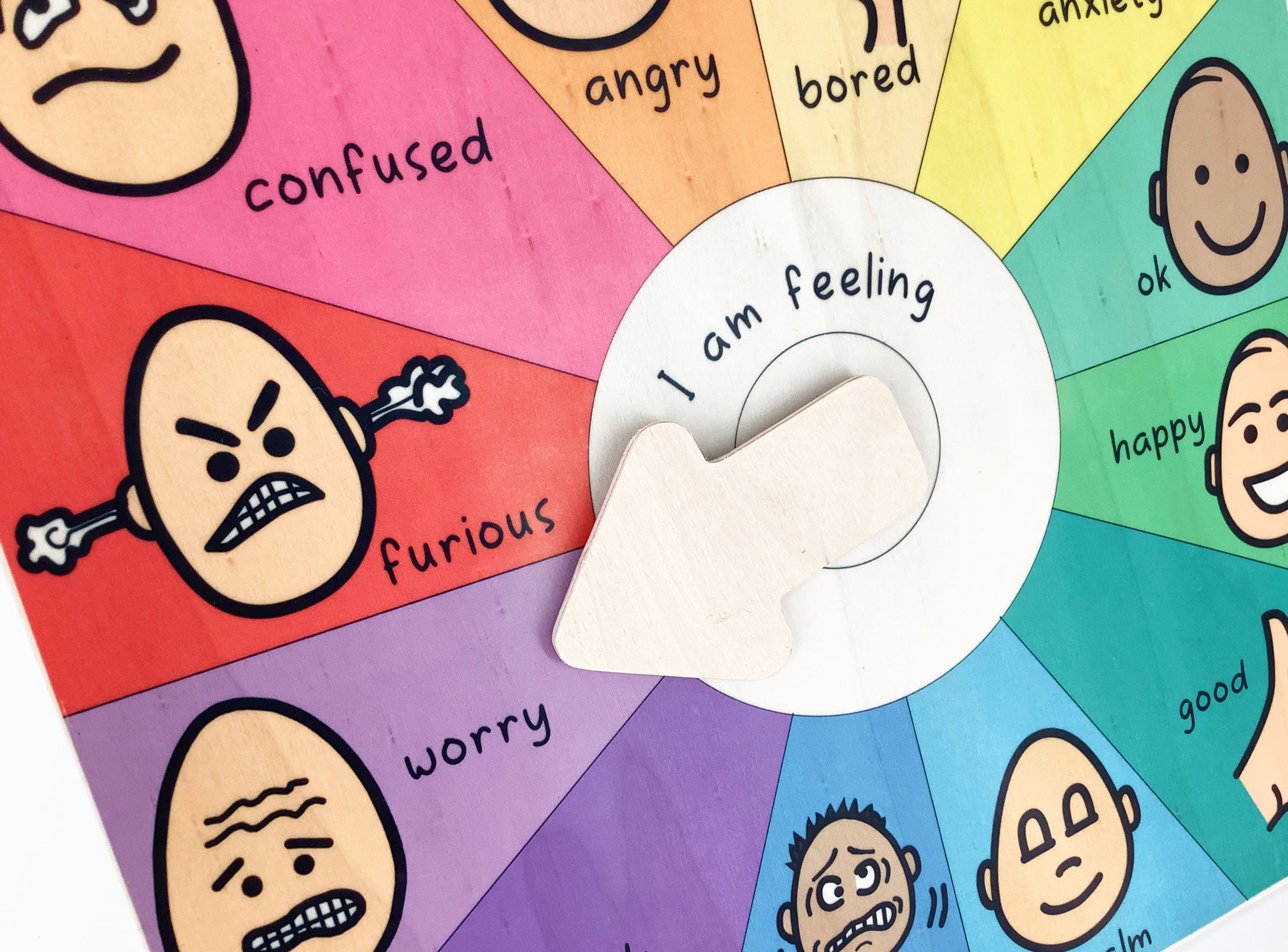 Emotions Wheel. Wooden Autism Educational Feelings Activity Choice ...