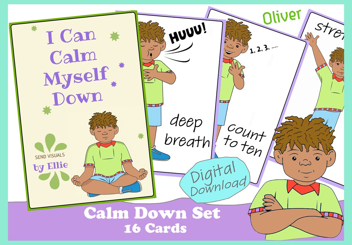 Calm Down Strategy Flashcards. Emotional Regulation Calming Techniques ...