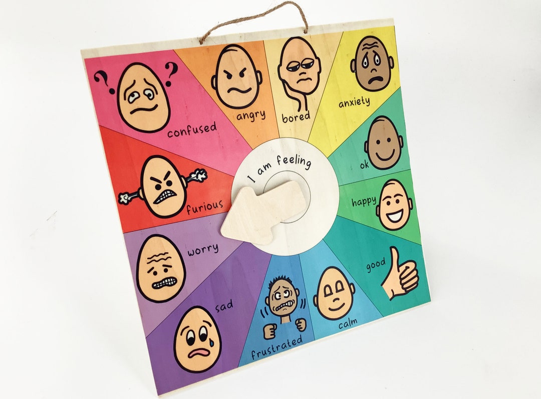 Emotions Wheel. Wooden Autism Educational Feelings Activity Choice ...