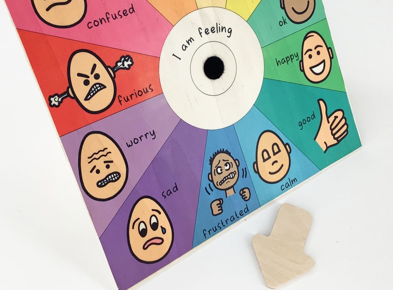 Emotions Wheel. Wooden Autism Educational Feelings Activity Choice ...