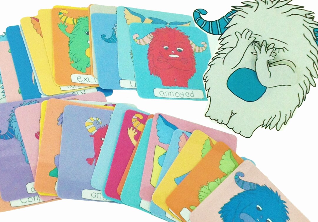 Emotion Monsters by Eflashcards. Mood Monster Flashcards to - Etsy