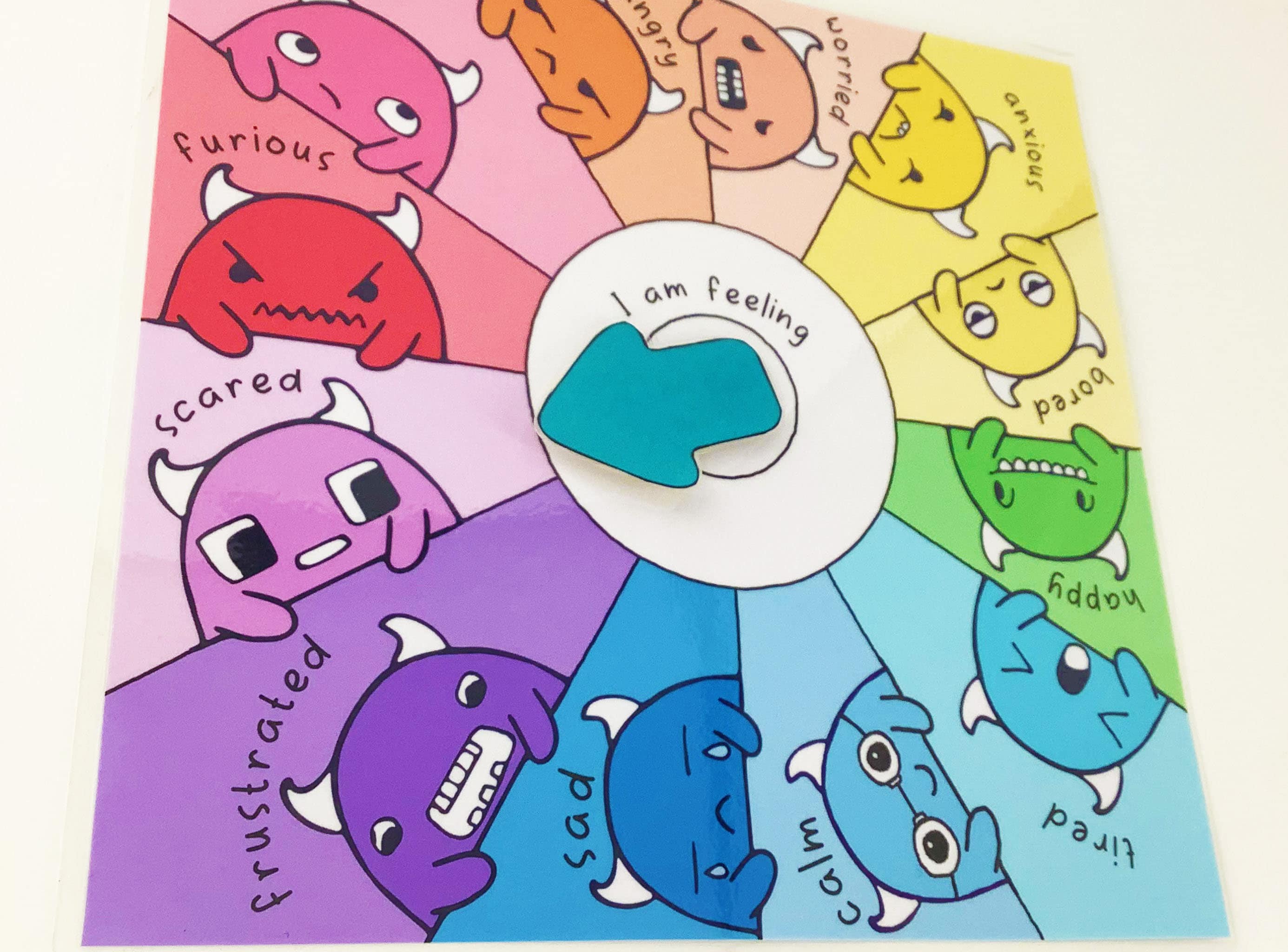 Monster Emotion Wheel Chart Choice Board Chart and Feelings Flashcards ...