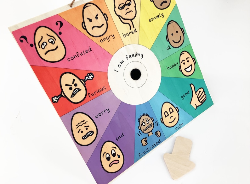 Emotions Wheel. Wooden Autism Educational Feelings Activity Choice ...
