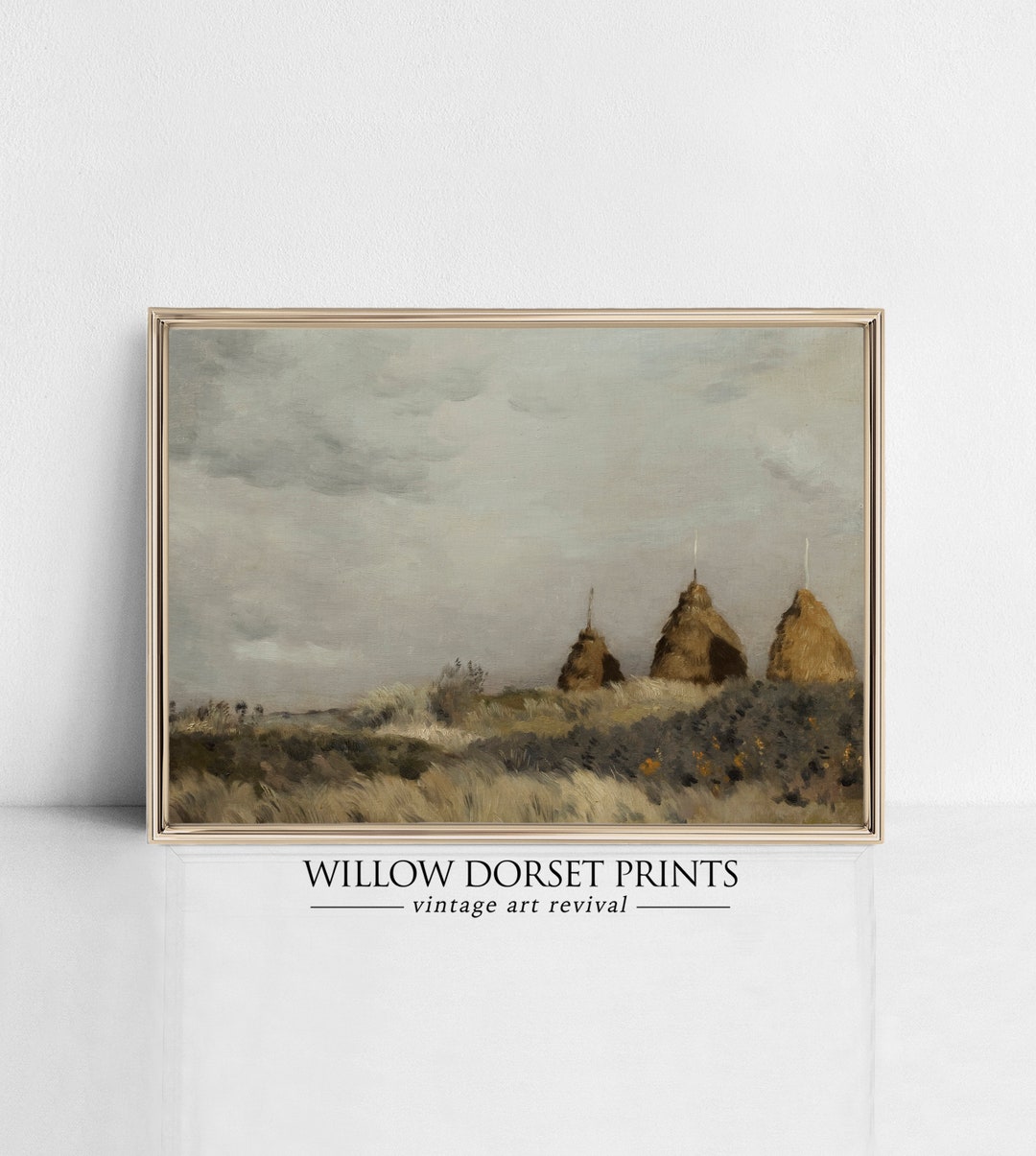 Vintage Haystack Painting Printable Wall Art Farm Artwork Rural ...