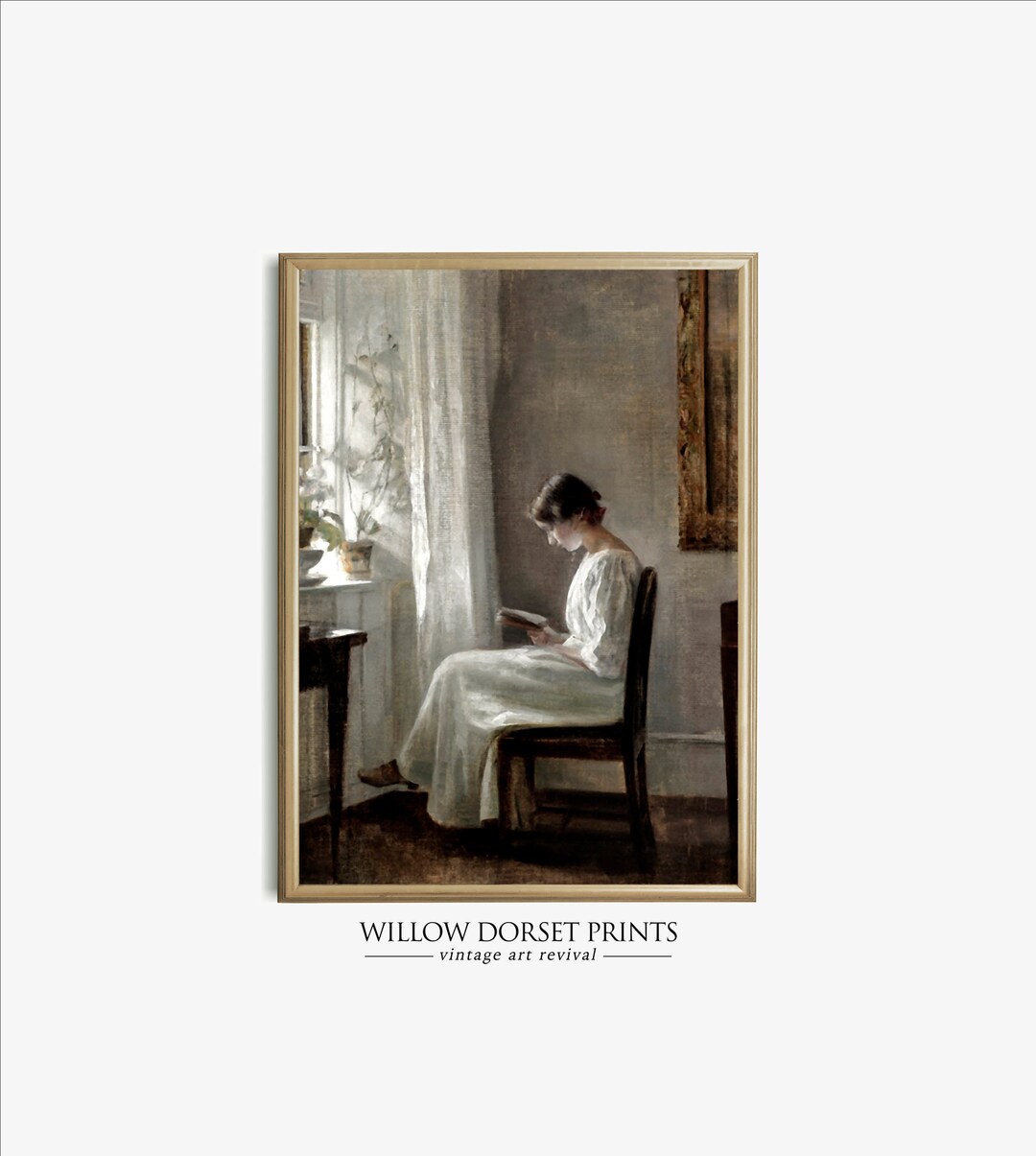 Woman Reading Portrait Printable Vintage Art Digital Download 1033 - Etsy