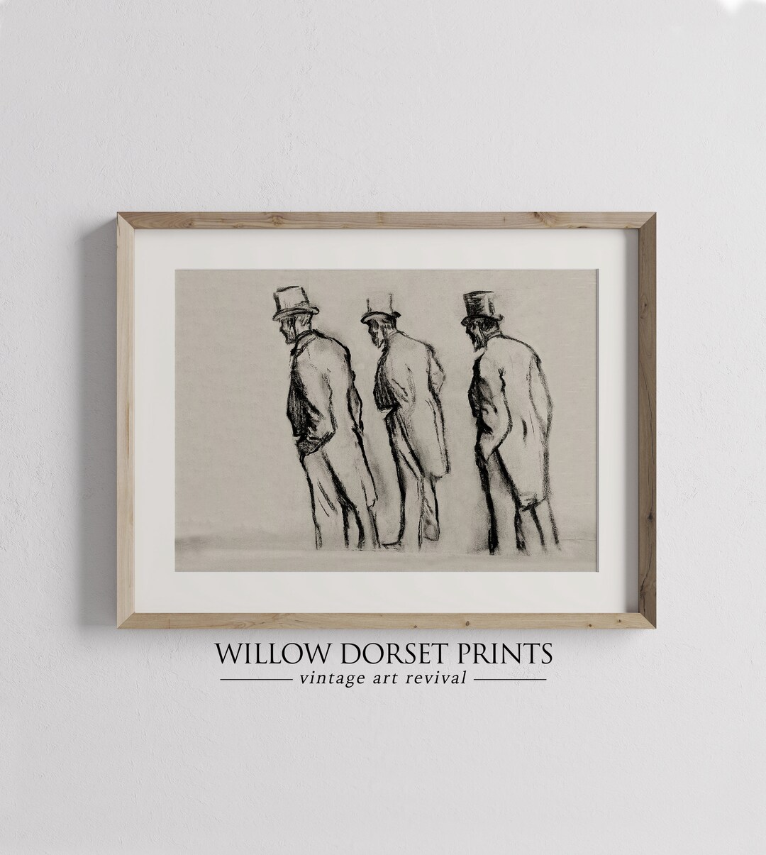 Three Gentleman Sketch Printable Art Antique Sketch - Etsy