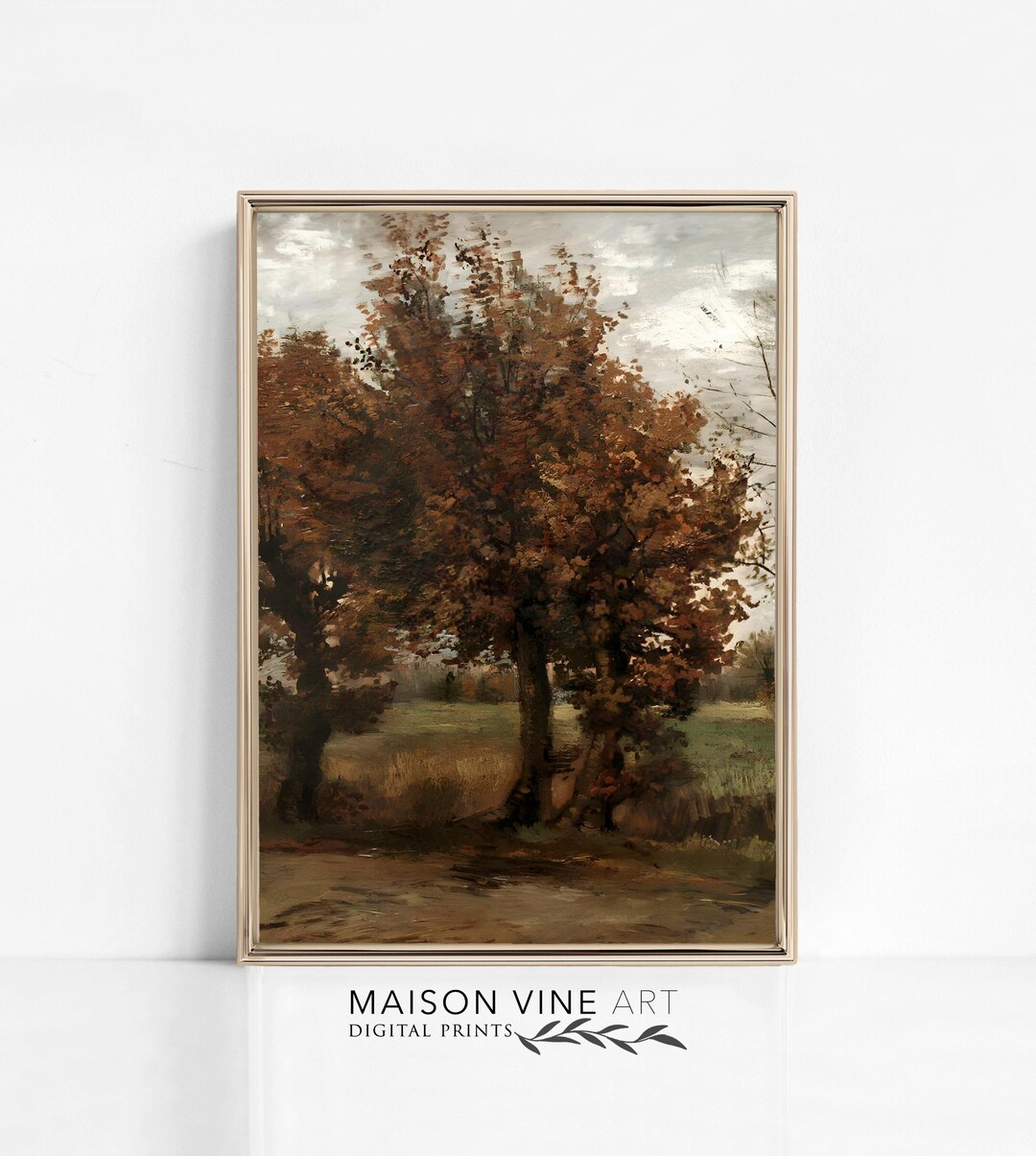 Autumn Tree Print Vintage Printable Wall Art Antique Country Art ...