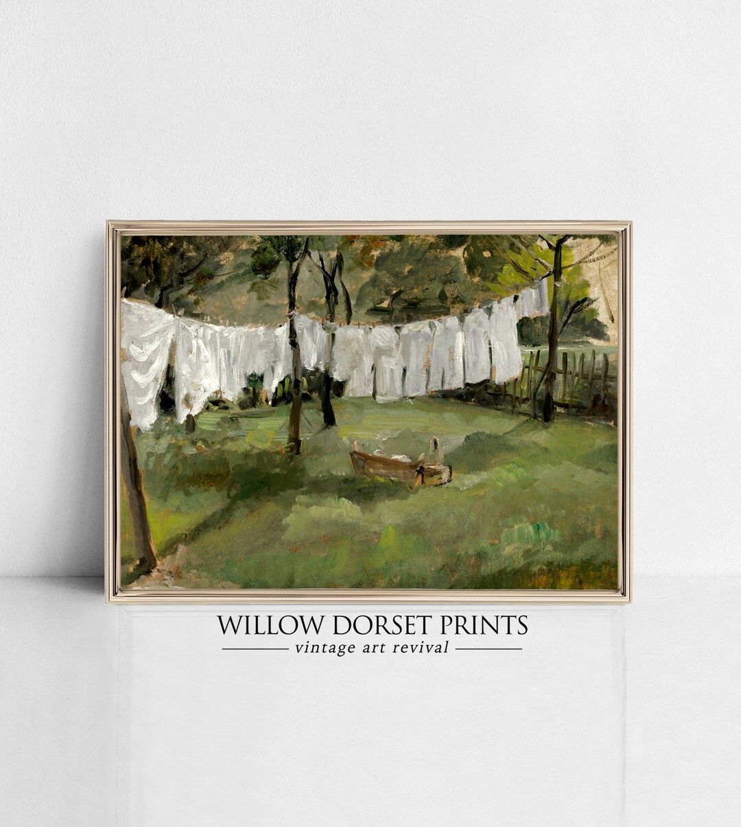 Vintage Laundry Artwork Printable Laundry Clothesline Print Muted Green ...