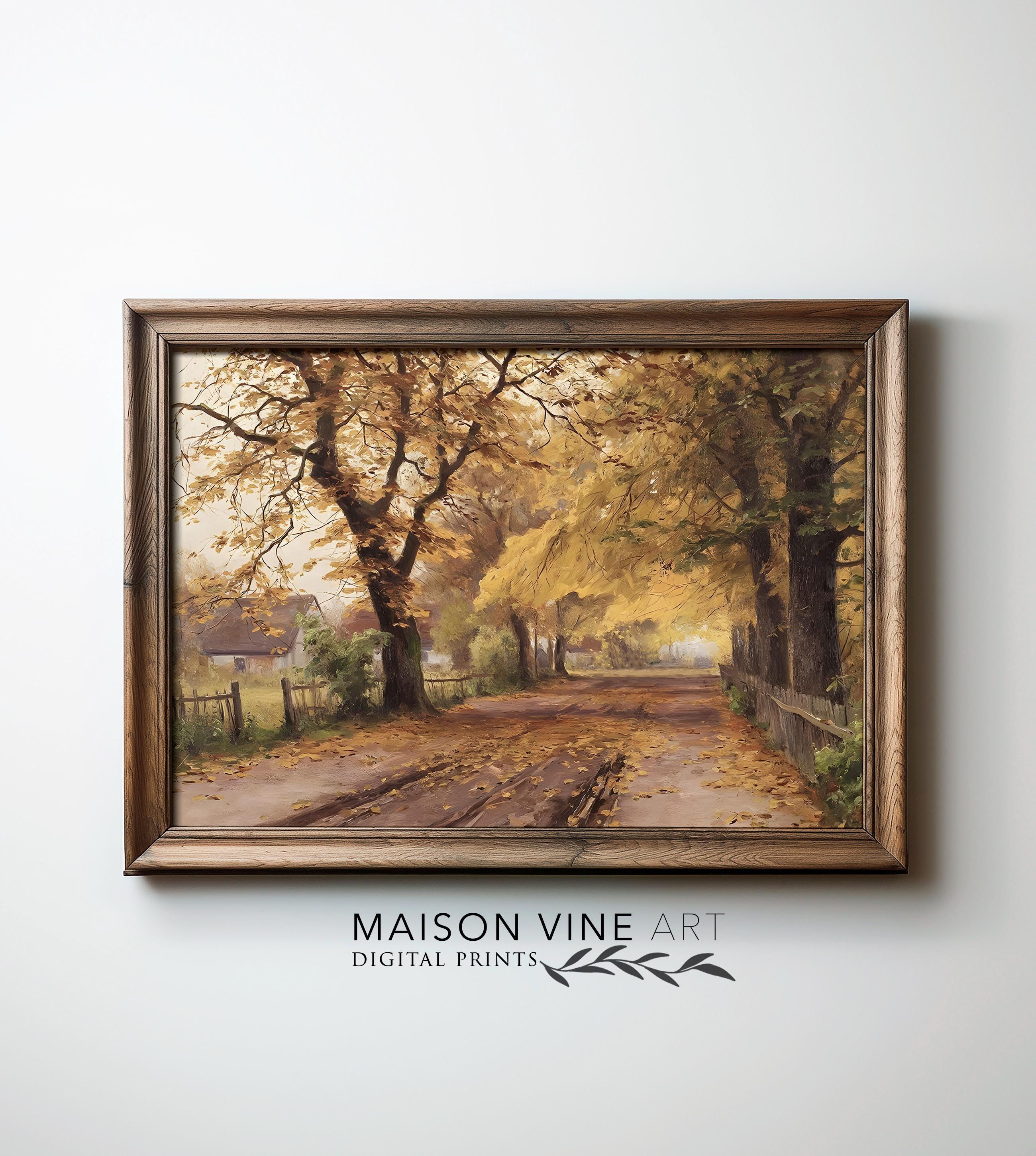 Antique Autumn Print | PRINTABLE Vintage Landscape | European Village ...