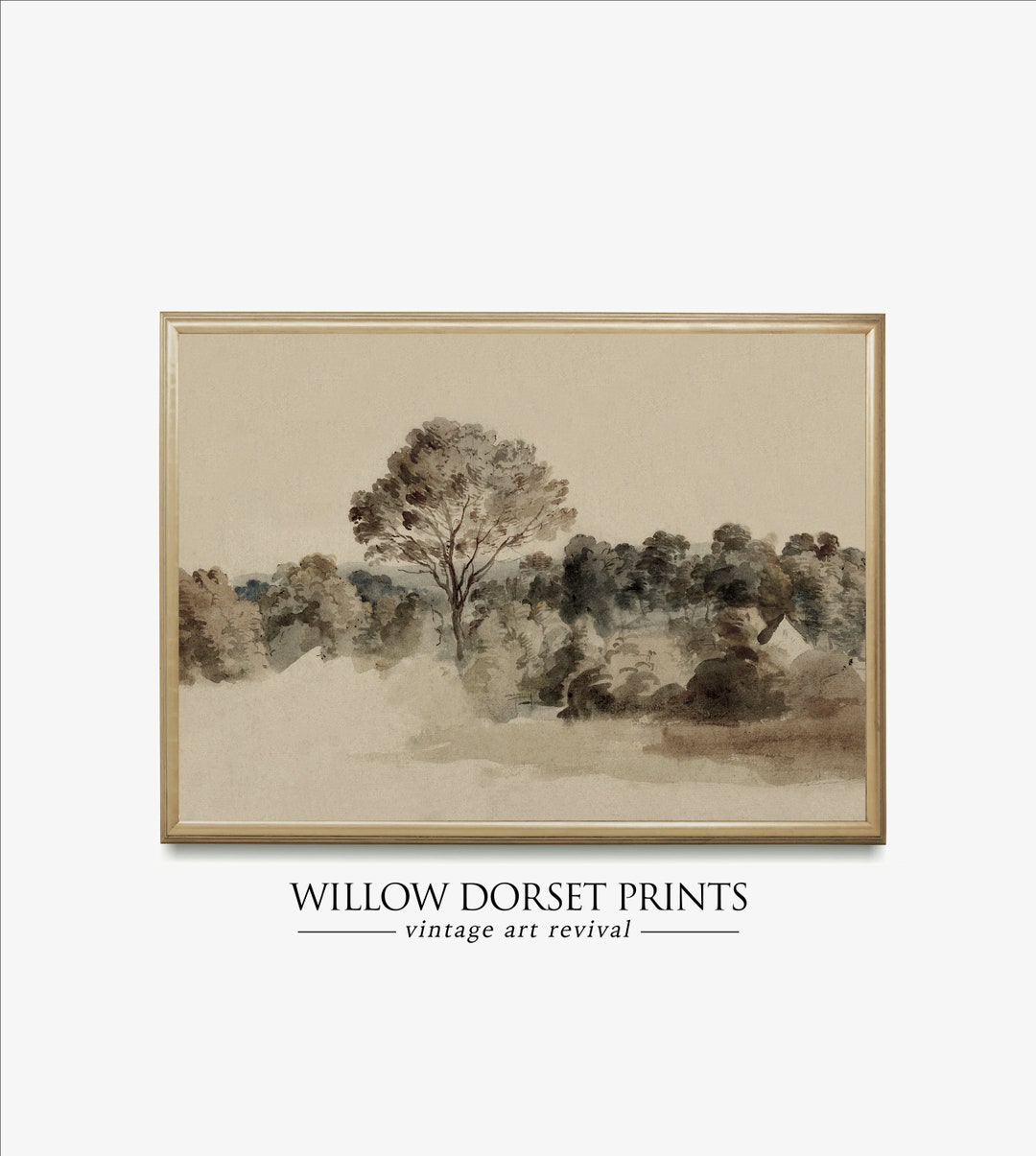 Muted Landscape Print Countryside Painting Neutral Tone - Etsy