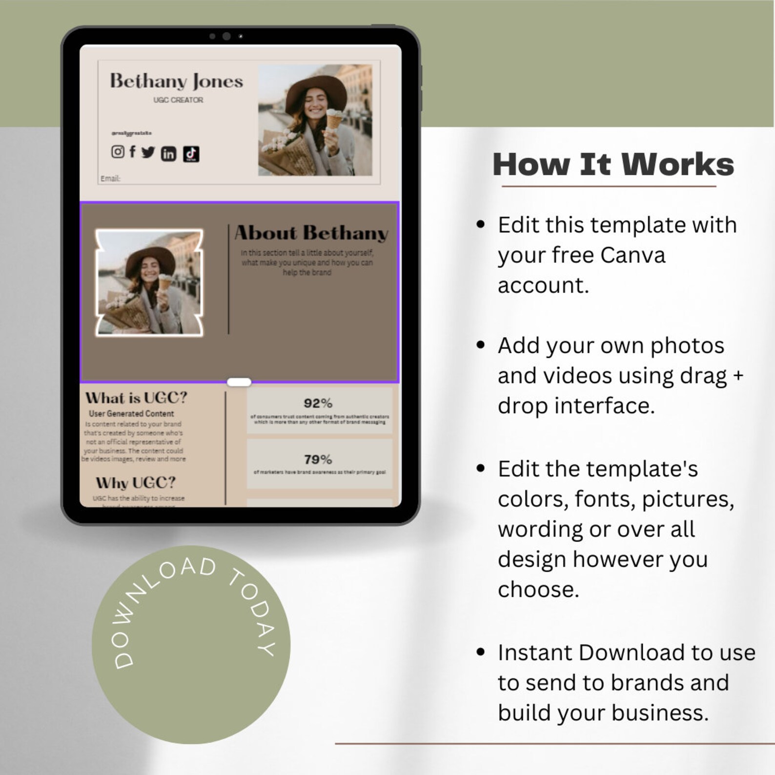 Editable UGC Portfolio Template, UGC Media Kit, New Year Side Hustle ...