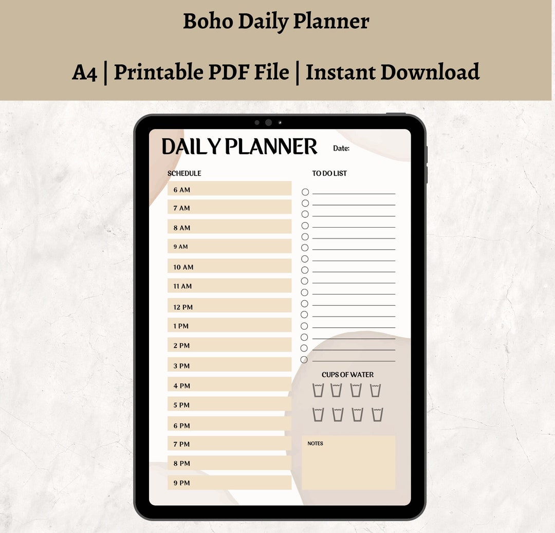 Boho Daily Planner, Goals to Do List, Aesthetic Daily Planner, Goals ...