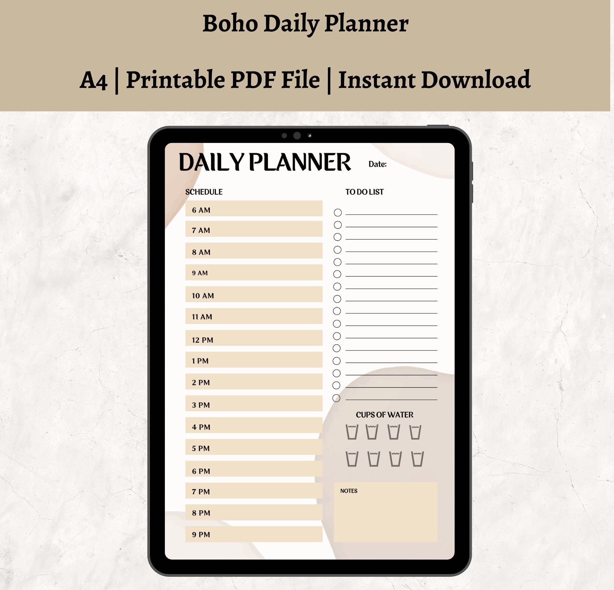 Boho Daily Planner, Goals to Do List, Aesthetic Daily Planner, Goals ...