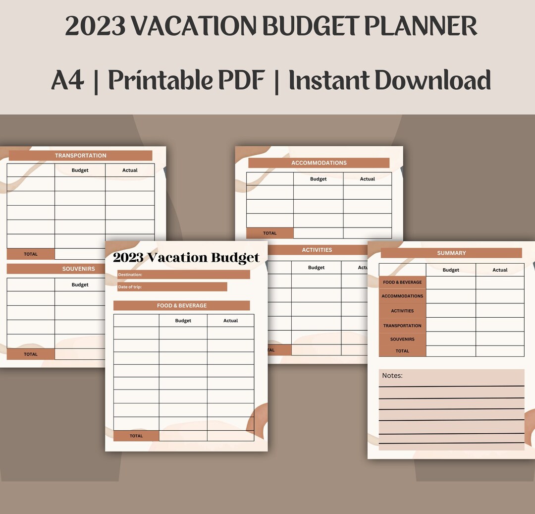 Vacation Budget Planner, Spring Break Budget Planner, Travel Budget Log ...