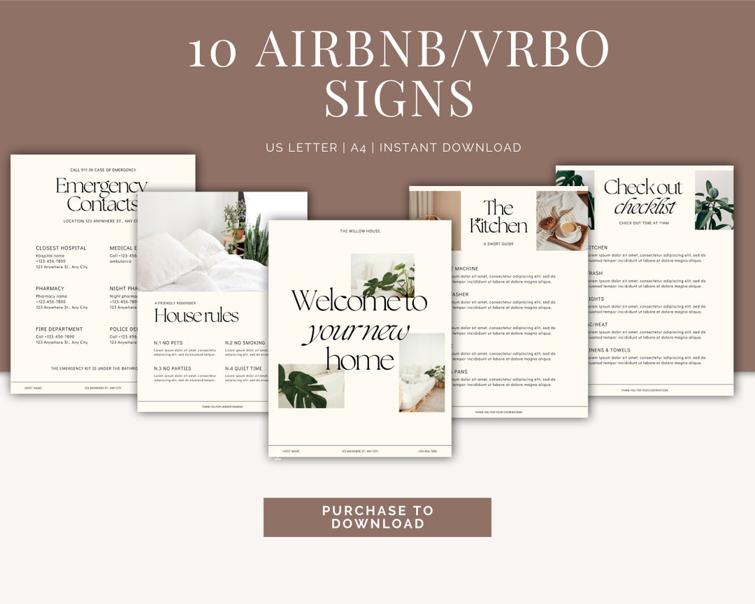 Airbnb Sign Bundle, Airbnb Welcome Sign, Airbnb Signs, Airbnb Template ...