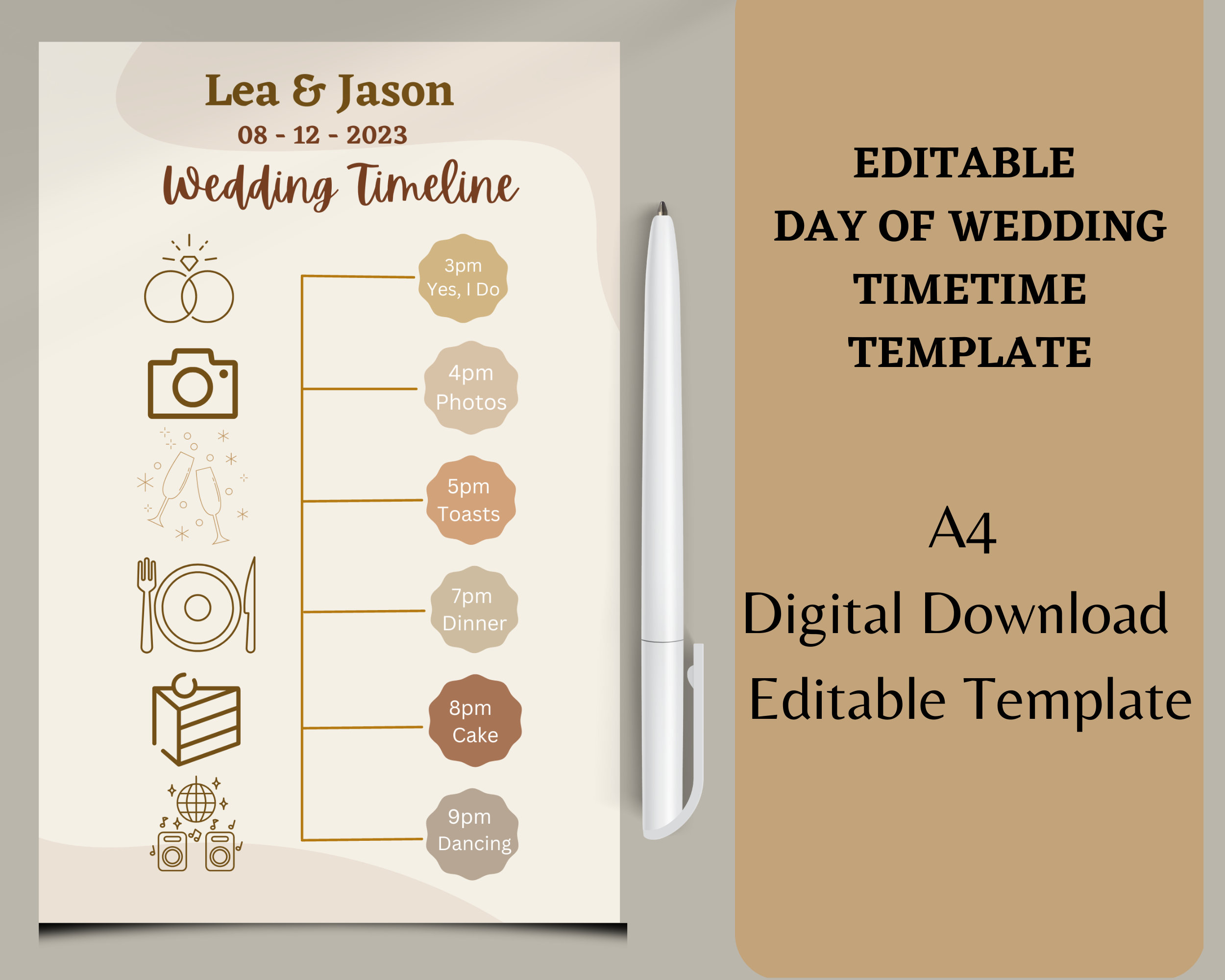 Editable Day of Wedding Timeline, Wedding Day Timeline, Wedding Day ...