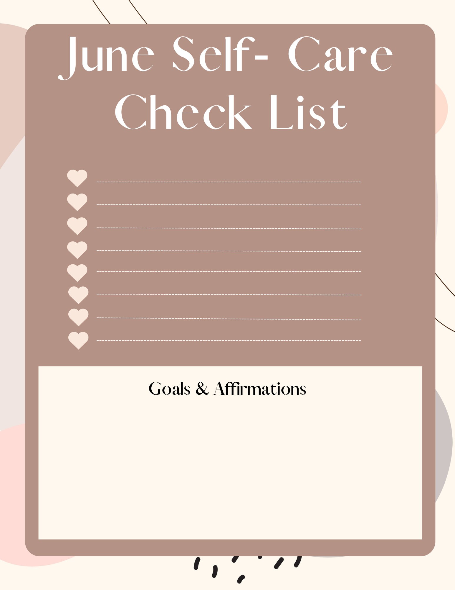 Monthly Self- Care Checklist, Self - Care Journal, Self Care Planner ...