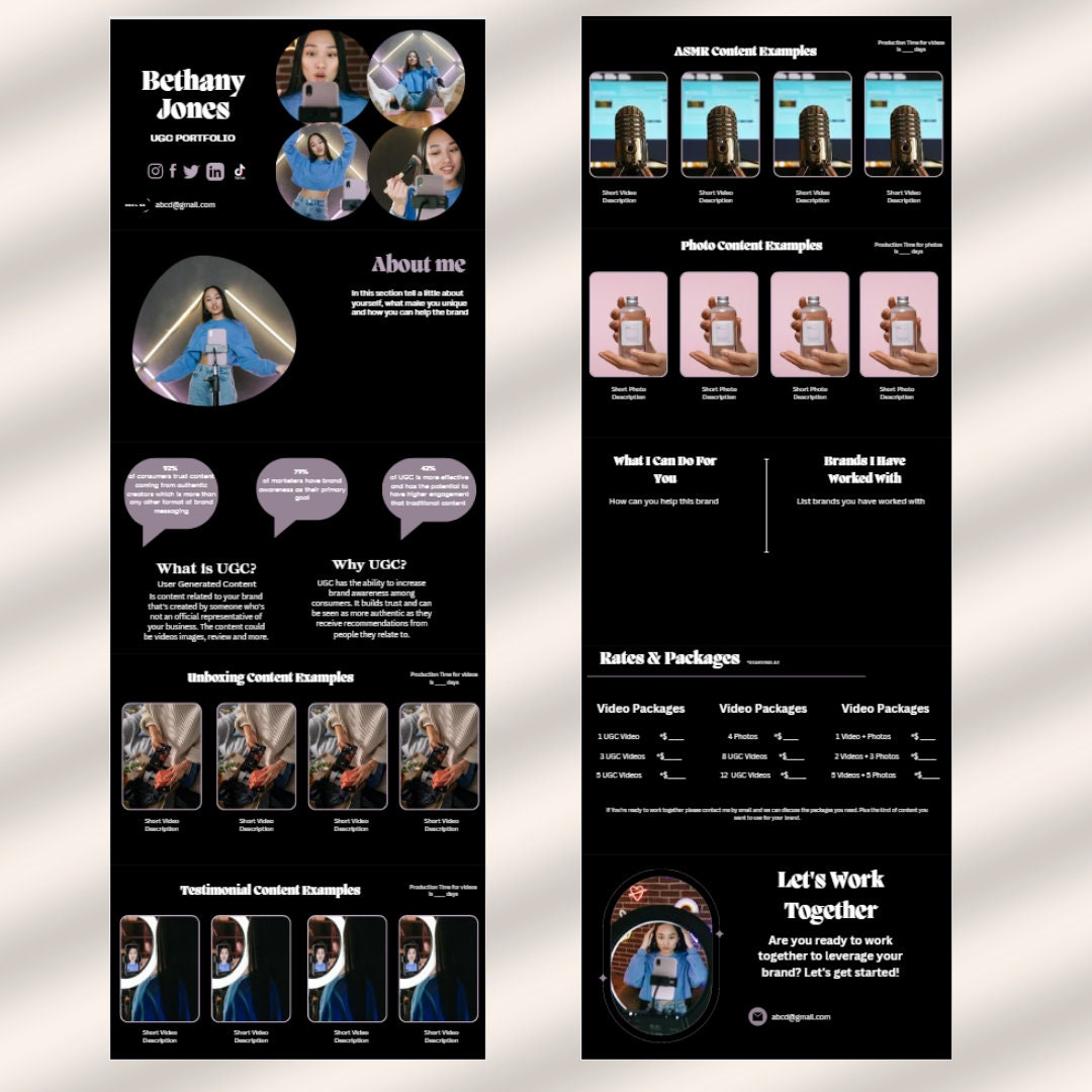 Modern Sleek UGC Portfolio Template, UGC Media Kit, New Year Side ...