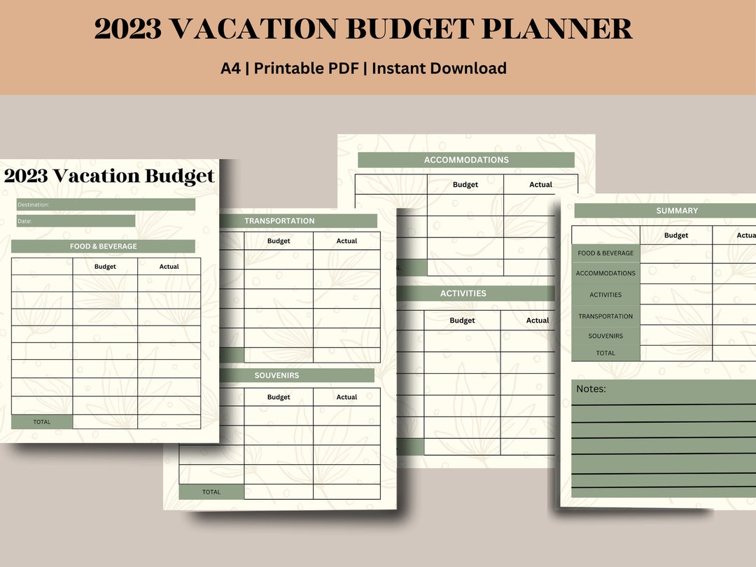Vacation Budget Planner, Spring Break Budget Planner, Travel Budget Log ...
