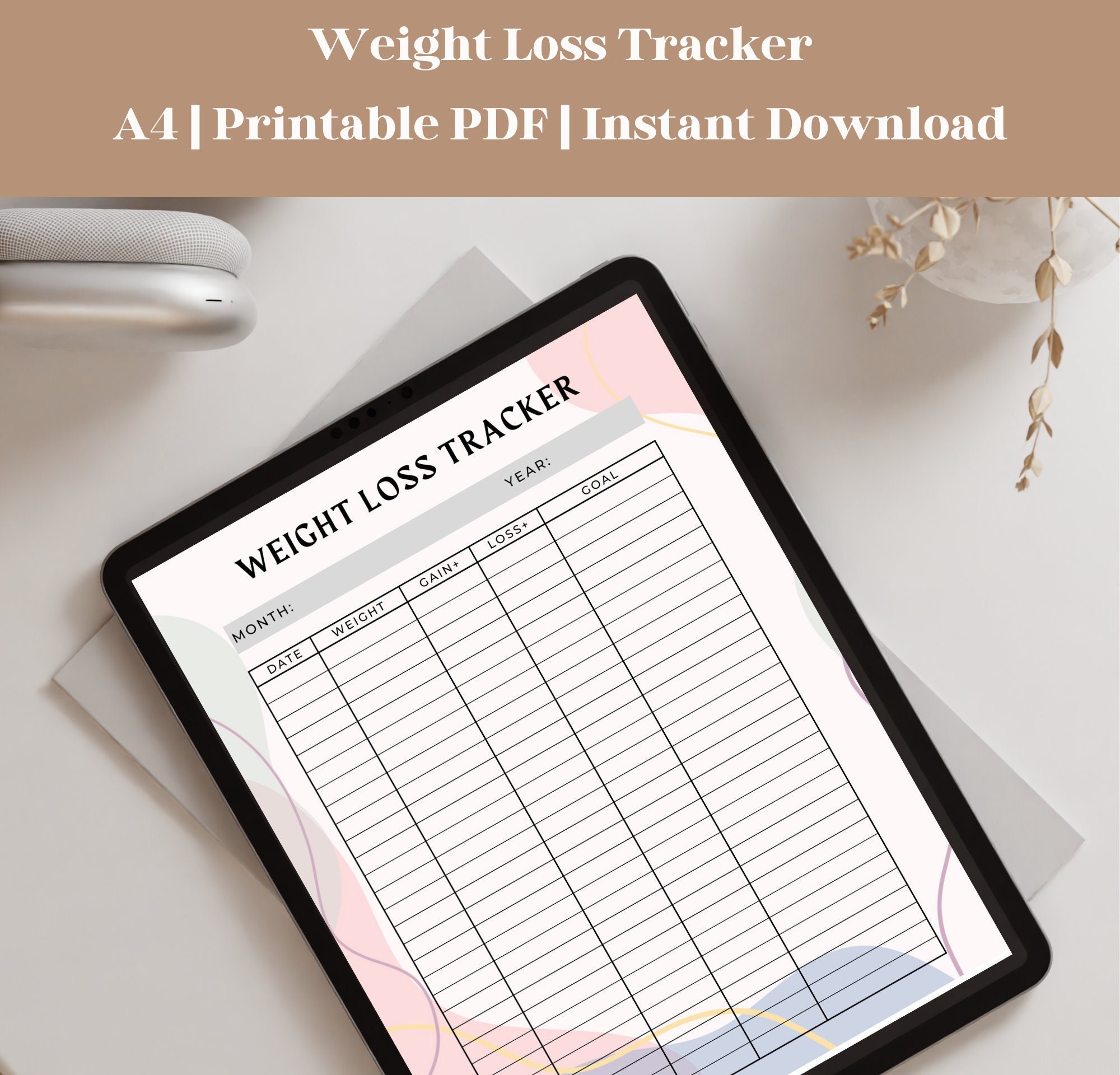 Simple Minimalist Weight Loss Tracker, Fitness Planner, Weight Loss ...