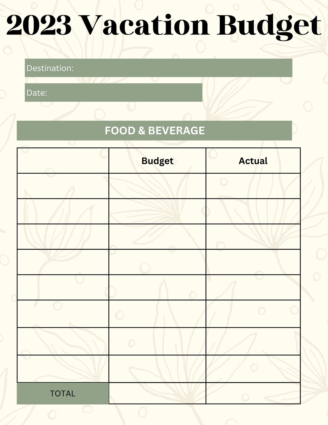 Vacation Budget Planner, Spring Break Budget Planner, Travel Budget Log ...