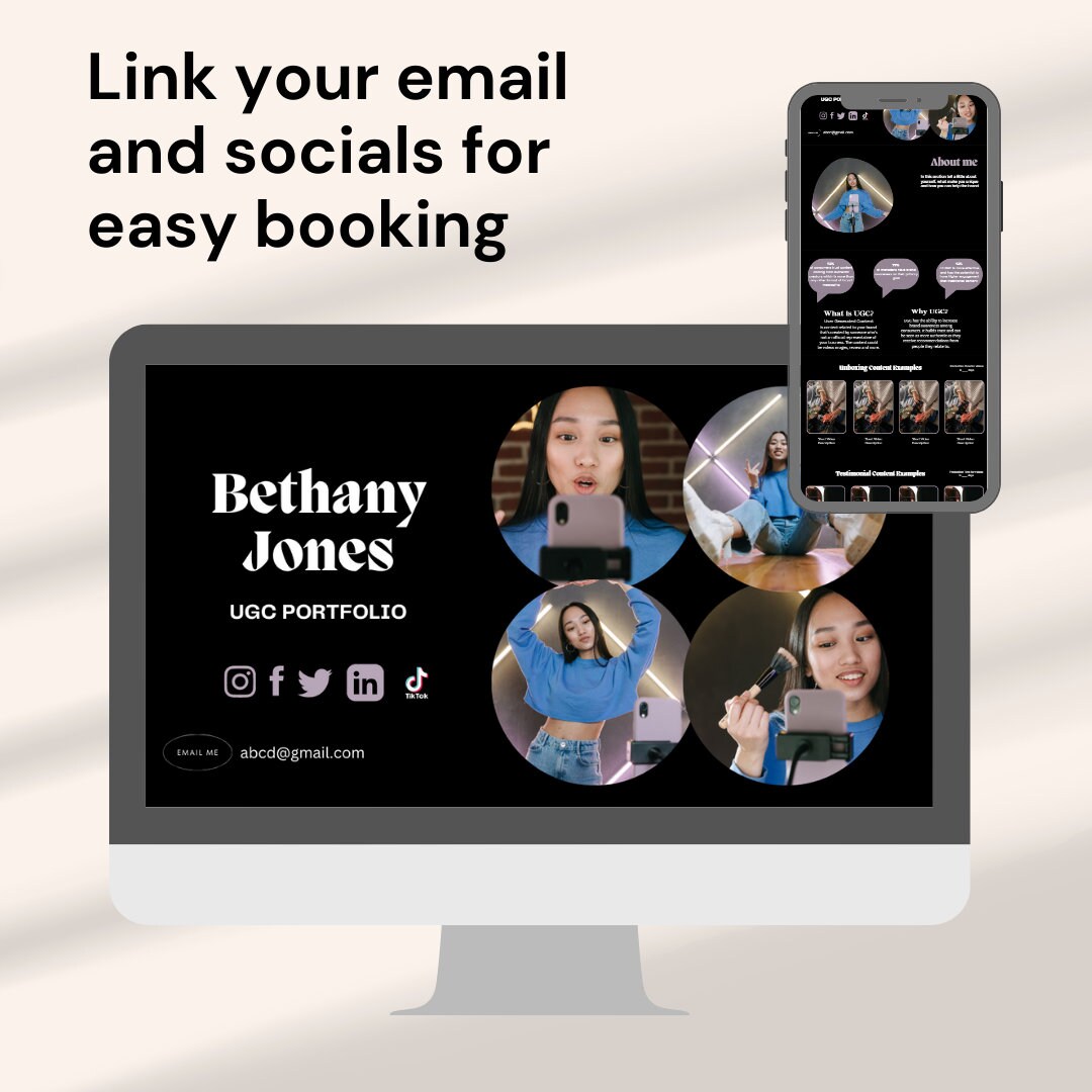 Modern Sleek UGC Portfolio Template, UGC Media Kit, New Year Side ...