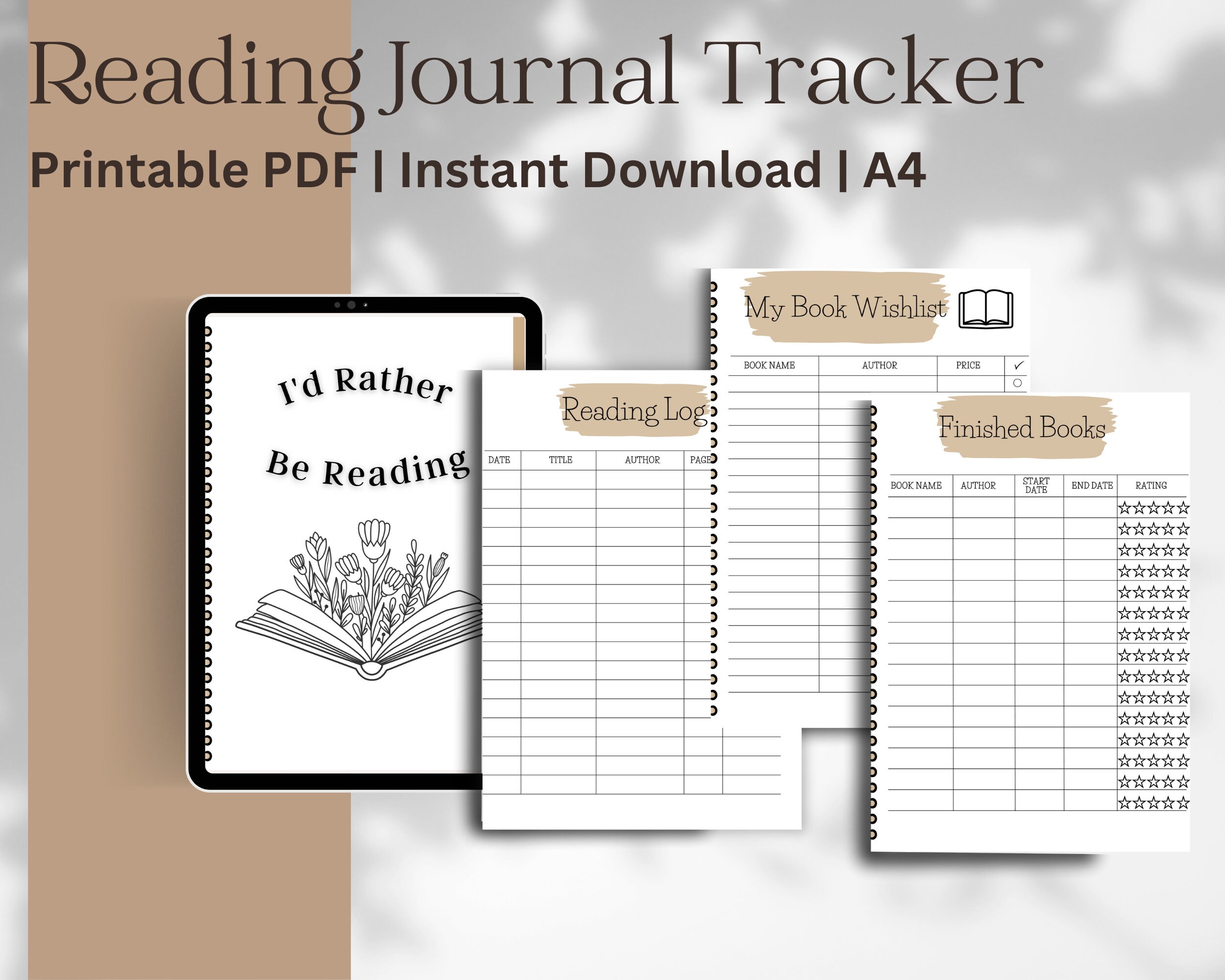 Reading Journal Reading Log Reading Planner Book Review - Etsy