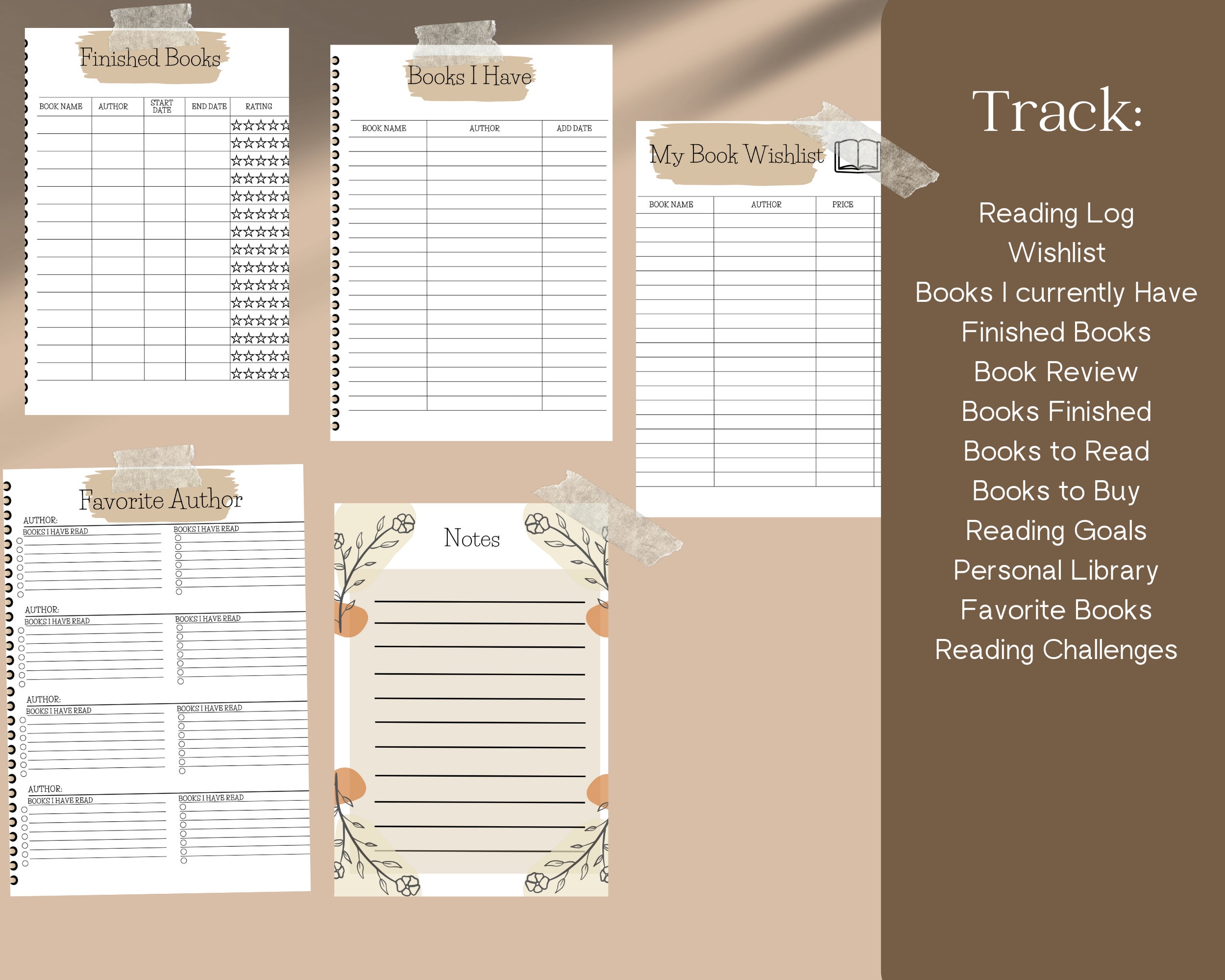 Reading Journal Reading Log Reading Planner Book Review - Etsy