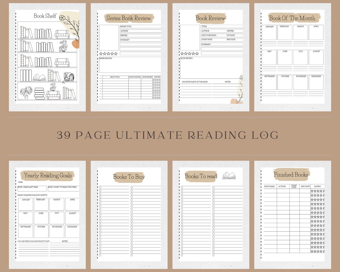 Reading Journal Reading Log Reading Planner Book Review - Etsy